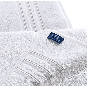 Hammam Linen White Bath Towels Set 6-Piece Original Turkish Cotton Soft, Absorbent and Premium Towel for Bathroom and Kitchen 2 Bath Towels, 2 Hand Towels, 2 Washcloths