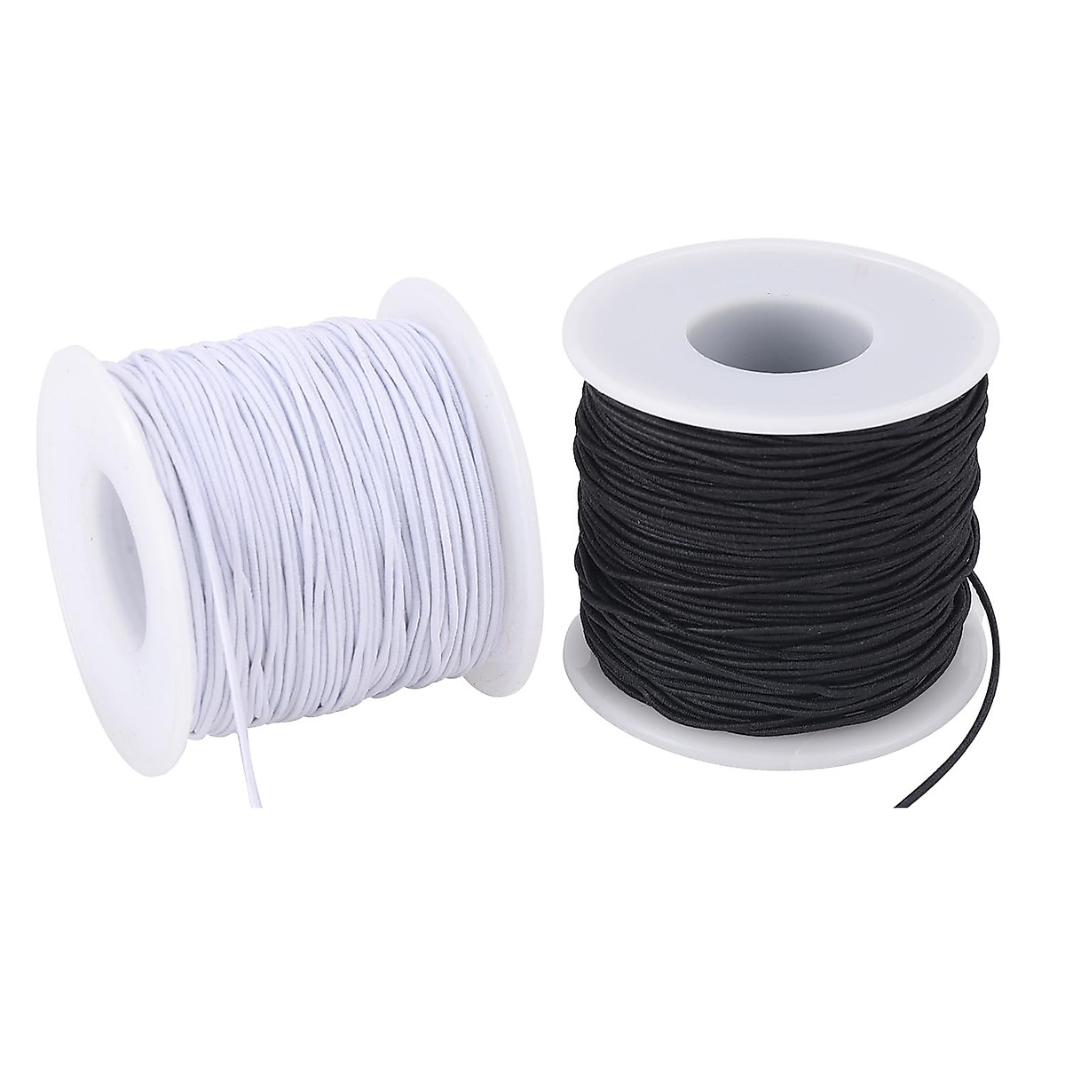 Stretchy String for Bracelets, 2 Rolls 0.8mm,1 mm,1.2mm,1.5mm,330 Feet Sturdy Elastic String Cord for Jewelry Making, Necklaces, Beading and Crafts (White Black (1.0mm))