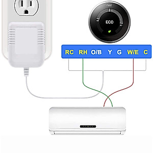 MEROM 24V 500mA 26ft C Wire Transformer Adapter Compatible with Nest/Ecobee/Sensi/Honeywell Thermostat, Nest Hello Doorbell/Ring Door Bell Power Supply