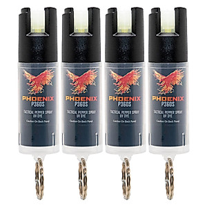 PHOENIX Key Mini – Key Chain Defense Unit Pepper Gel Trusted by Military and Law Enforcement Personnel with UV Dye Compact, Key Chain, Gel is Accurate - Maximum Strength + Easy Carry = 4Pack