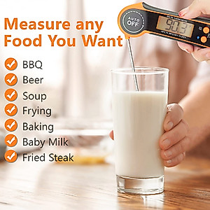 Instant Read Meat Thermometer for Cooking, Fast & Precise Waterproof Digital Food Thermometer with Magnet, Backlight, Calibration and Foldable Probe for Deep Frying, Grill