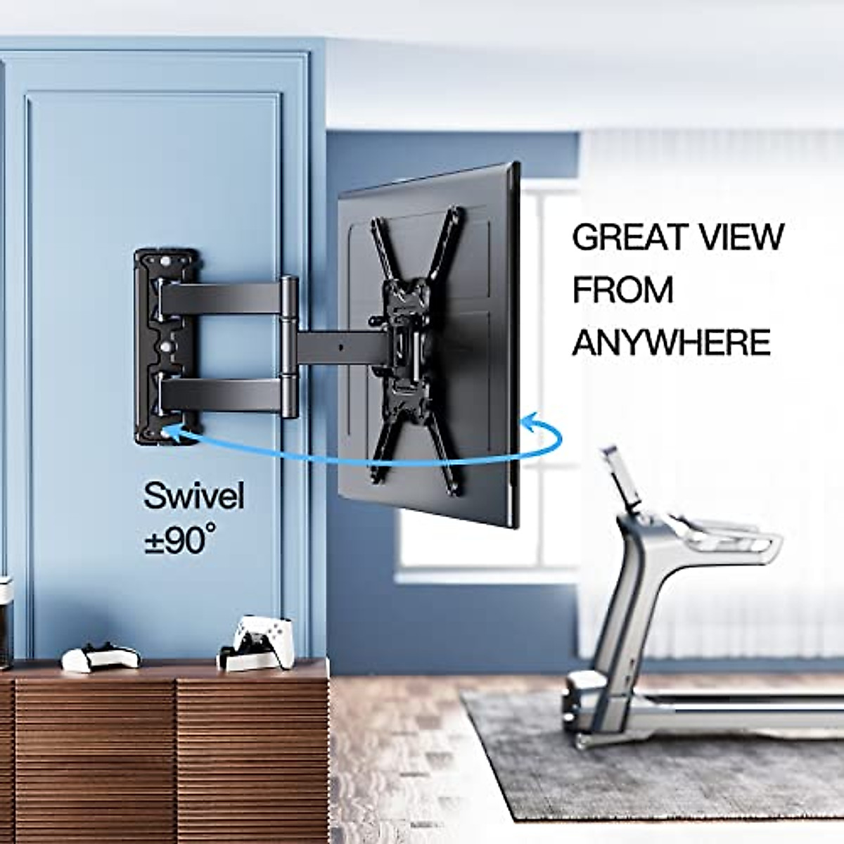 PERLESMITH UL Listed Heavy Duty TV Wall Mount for Most 26-55 inch Flat Curved TVs up to 88lbs with Swivel Tilt & Extension Arm, Full Motion TV Mount Fits OLED 4K TVs, Max VESA 400x400mm, PSMFK12