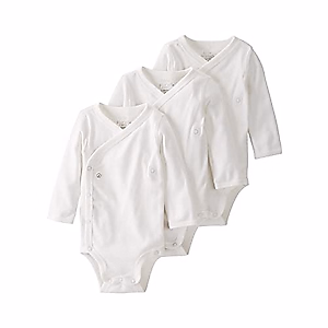 little planet by carter's unisex-baby 3-pack Long Sleeve Bodysuits made with Organic Cotton, Light Cream, Newborn