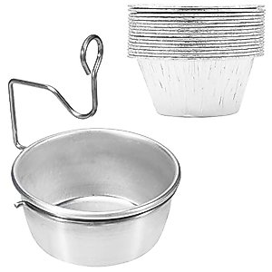 MOASKER Grease Cup with Clip for Char-Broil/Kenmore Replacement Parts, Masterbuilt 30" & 40" Propane Smokers and Other Similar Grills, Grease Bucket Tray and 10-Pack Disposable Foil Liners