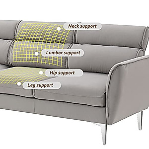 Lifeand 111" Convertible Sectional, Flannel L Shape Furniture Couch Left/Right Handed Chaise Sofas, Gray