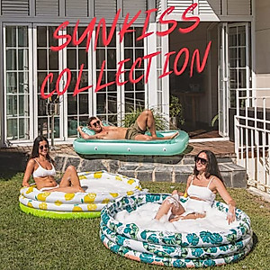 Float Joy Kiddie Pool Inflatable Water Sprinkler for Kids Swimming Pool Toddler Dog Splash Pad Outdoor Play 60"x15" Large 3 in 1 Pool for Summer Backyard Garden Water Activities Suntan