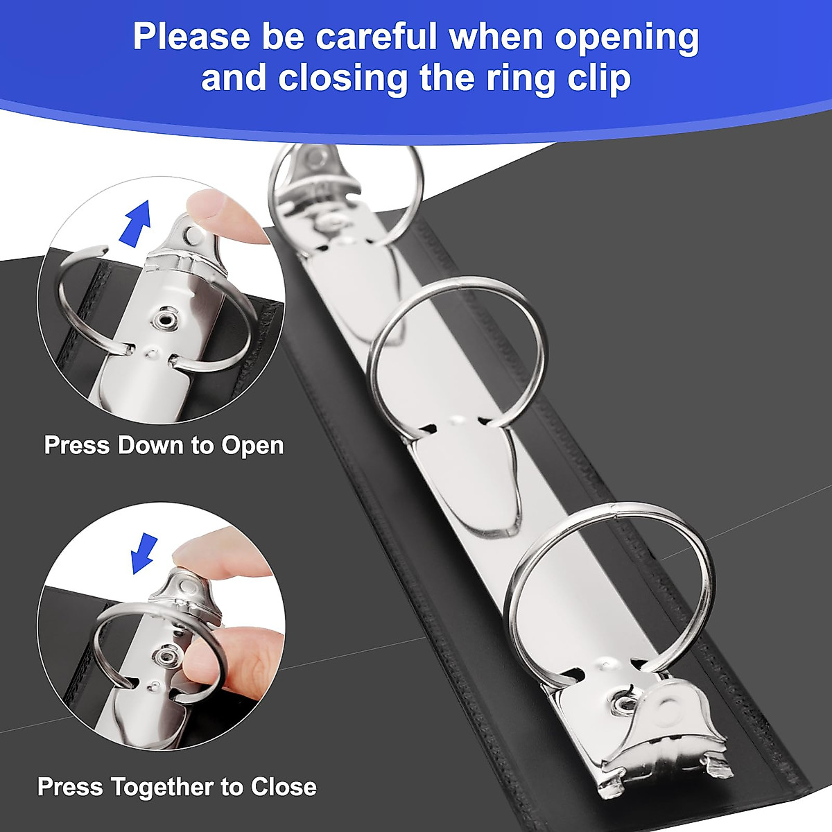 COMIX Sturdy 3 Ring Binder 1 inch with Clear View Cover, 1" Round Ring View Binder, PVC-Free, 200 Sheets Capacity of US Letter Size Paper, Office ＆ School Supplies, 12 Pack (Black)