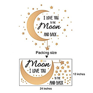 I Love You to The Moon and Back Quotes Wall Decals Moon Stars DIY Sticker Art Mural Sayings for Home Nursery Decor