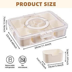 Capella Edge Snack Box with Lid & Handle - Divided Clear Serving Tray, 8 Compartments for Snacks, Fruits, Nuts, Candy - Portable for Parties, Picnics, Travel, and Entertaining