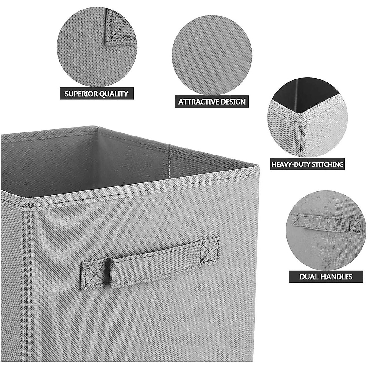 Debbu Basics Fabric Clothing Storage Bins - 10.6" x 10.6" x 11" - Collapsible Storage Cubes Organizer with Handles, Linen Foldable Storage Baskets Cloth Box Containers, Closet Organizers