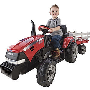 Peg Perego Case IH Magnum Tractor and Trailer 12 Volt Ride on, Red