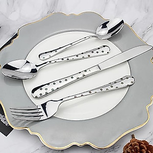 Silverware Set Flatware 20-Piece for 4 Retro Geometric Stainless Steel Unique Pattern Design Tableware Cutlery Set with Storage Box Kitchen Utensils Spoon and Fork Set Hand Wash Recommended