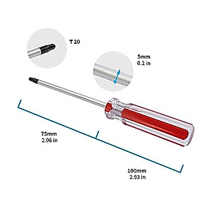 Antrader T20 5mm Magnetic Tip Plastic Grip Torx Security Screwdriver 100mm Long
