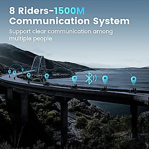 FreedConn R1 PRO Motorcycle Bluetooth Headset with【2K】 Camera [G-Sensor Lock], 2-8 Riders 1500M Helmet Intercom Systems, Motorcycle Helmet Camera - 128GB TF Card, Music Share/Infinite Battery/IP65