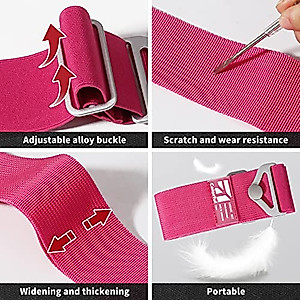 TOOVREN 2-in-1 Travel Belt for Luggage Straps Add a Bag Bungees Luggage Strap Over Handle Suitcases Belt for Carry On Bag Elastic Belt Adjustable Suitcase Strap Airport Travel Accessories Rose