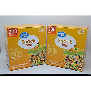 Great Value Zipper Square Snack Bags Value Pack of 2