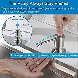 Kitchen Faucet with Soap Dispenser, 24.6" Commercial High Arc Tall Modern Single Handle Spring Kitchen Sink Faucet with Pull Down Sprayer, Modern Rv Kitchen Faucets with Deck Plate, Brush Nickel