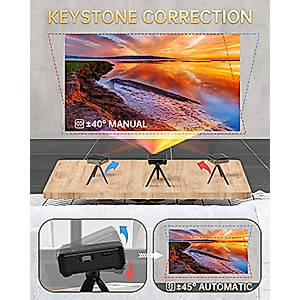 FEICHEN Mini Projector,Portable DLP Projector with 5G WiFi and Bluetooth,Andriod OS 9.0,Pocket Projector Support 1080P & HDMI,Pico Projector Compatible with iPhone, Android. Suitable for Outdoor&Home.