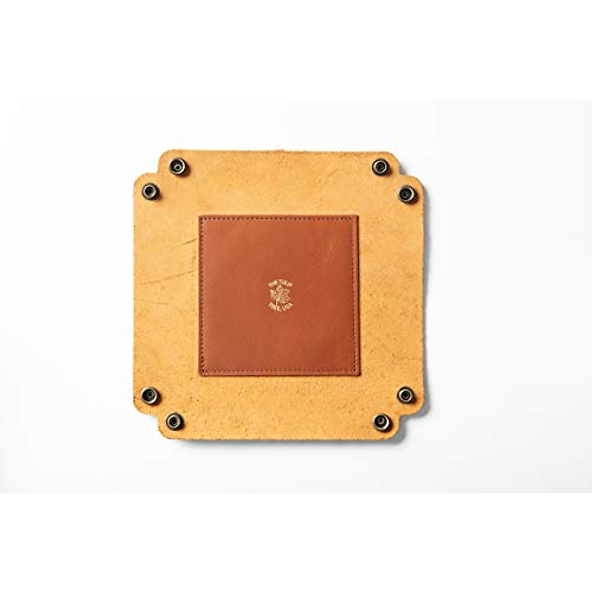 USA Made Premium Leather Valet Tray, Folds Flat! Little Buddy Dice Rolling Basket and Organizer With Brass Snaps - Reinforced Felt Bottom - For Keys, Jewelry, Coin, EDC, Watch Storage Caddy - Chestnut