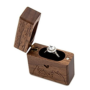 MUUJEE Pinky Promise Slim Engagement Ring Box - Engraved Wooden Ring Box for Wedding Ceremony Engagement Proposal Ring Bearer Box - Anniversary Birthday Gift Ideas