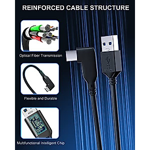 TOENNESEN Link Cable 16FT Compatible with Oculus Quest 2/Pro/Pico4/Steam, High Speed Data Transfer and Fast Charging USB 3.0 Type A to C Cable for VR Headsets Accessories