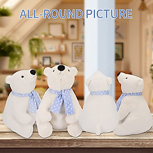 ROPELOK Polar Bear Stuffed Animal Plush, 9.8 Inch Lifelike Super Soft Cute Polar Bear with Scarf, Kawaii Cute Polar Bear Plush Toy for Kids Children Family Xmas Birthday Gifts