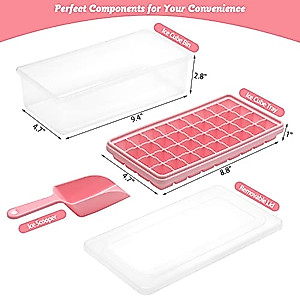 Food-grade Silicone Ice Cube Tray with Lid and Storage Bin for Freezer, Easy-Release 36 Small Nugget Ice Tray with Spill-Resistant Cover&Bucket, Flexible Ice Cube Molds with Ice Container, Scoop Cover