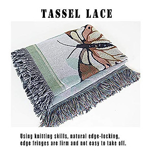 PHNAM Butterfly Throw Blanket with Fringe for Couch Bed Soft Decorative Cozy Woven Knit Warm Bed Throws Reversible for Chair, Sofa, Living Room, Bedroom (51x63 inches) (Butterfly)