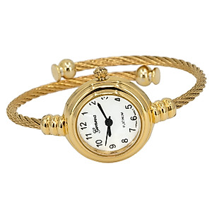 Blekon Original Elegant 23mm Round Analog Display Watch for Women with Arabic Numerals and Cable Cuff Bangle