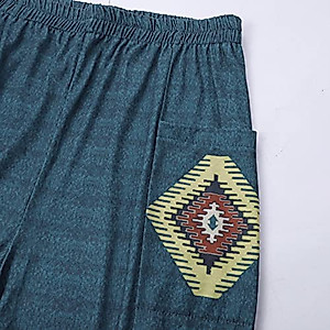 July 4 Wide Leg Pants for Women Dressy Petite Women Casual Fashion Print Loose Elastic Waist Harem Pants Pocket Floral Pants Womens Yoga Pants with Pockets Tummy Control July 4 Dress Pants Women