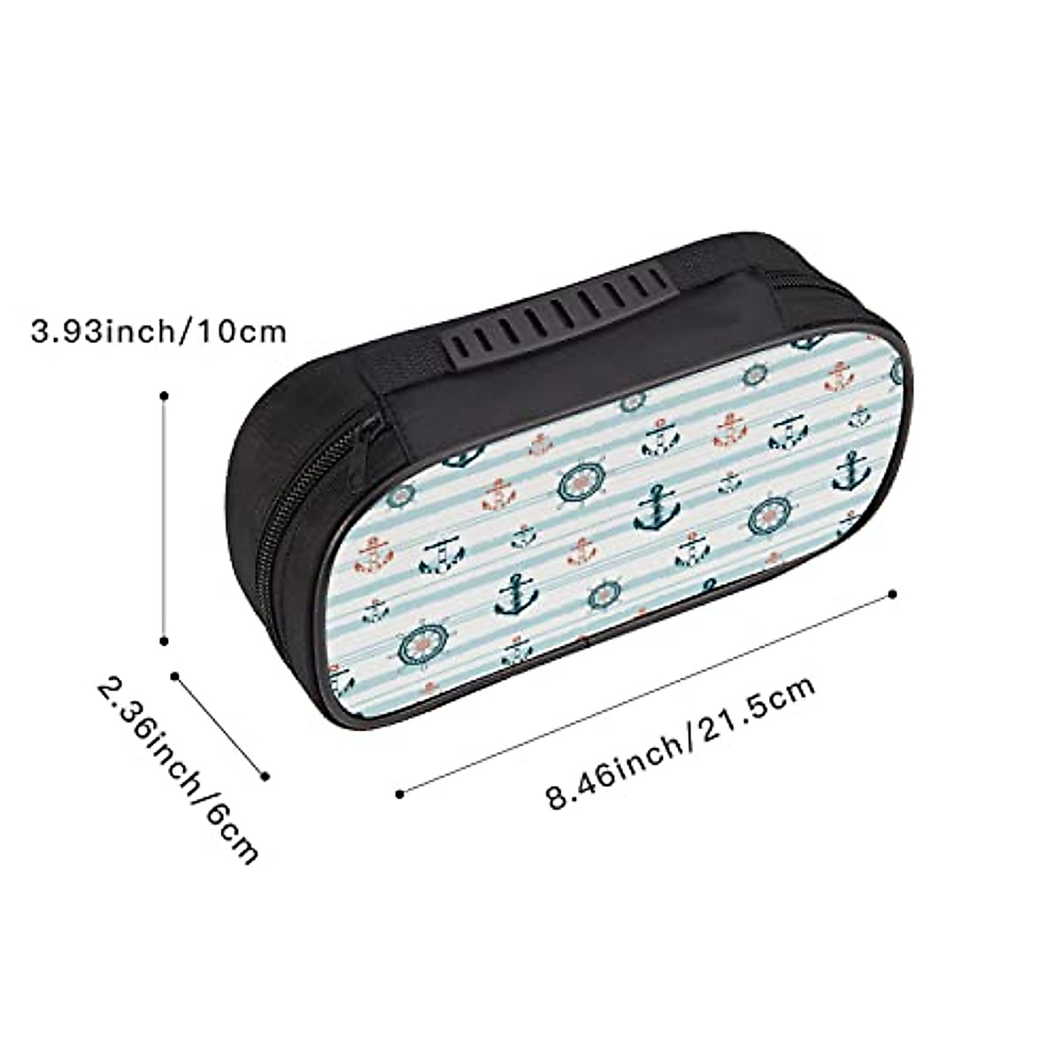 Yashilaiya Big Capacity Pencil Case Vintage Nautical Anchor Pencil Bag Zipper Pencil Box Cosmetic Bag Stationary Bag for Teenage Girls Travel Office Supplies