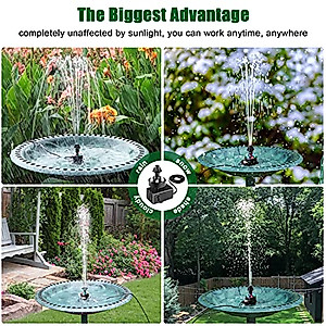 SZMP Bird Bath Fountains, Upgraded 24-Hours Working Bird Bath Fountain Pump with Lights & 7 Nozzle, 16.4Ft Power Cord & Adapter, Adjustable Water Pump for Garden, Pond, Fish Tank, Outdoor (Colorful)