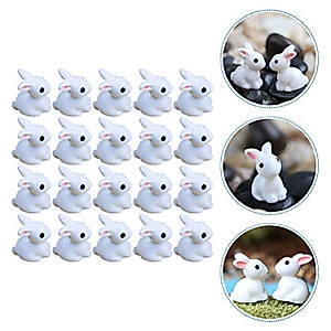 Hemoton Bunny Rabbit Miniature 20pcs Micro Landscape Ornament White Resin Mushroom Figure Mushroom Accessories