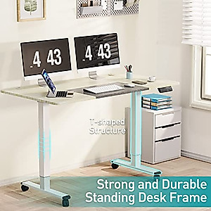 WOKA Dual Motor Electric Standing Desk, 55" x 28" Adjustable Height Stand up Desk, Sit Stand Desk for Home Office with 4 Memory Controller, Motorized Desk with Splice Board, White and Grey Tabletop