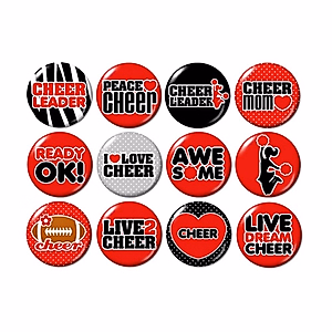 Red Cheerleader Buttons Pins
