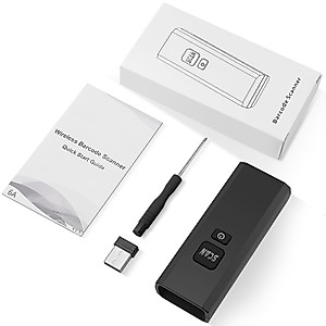 JRHC Wireless Barcode Scanner, 1D CCD Automatic Mini Barcode Rreader, Rechargeable Bar Code Scanner with 2.4G Receiver Plug and Play