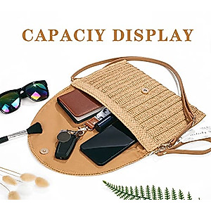 COOKOOKY Straw Clutch Handbag Summer Beach Straw Purse for Women woven Envelope Bag and 2 Pairs Rattan Earrings (Light brown bag and Rattan earrings)