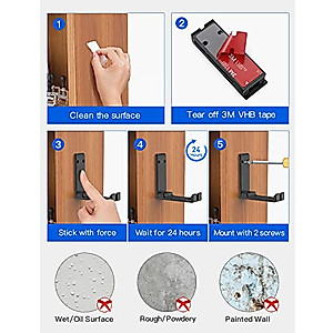 Link Dream Foldable Headphone Hanger Headphone Stand Aluminum Headset Hook Holder Mount Strong 3M Adhesive Headphone Hanger Mount with Cable Organizer for All Headphones - Space Saving Design (Black)