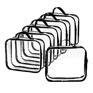 Fasmov 6 Pack Large Clear Travel Packing Cube, See-Through PVC Organizer, Vinyl Zippered Storage Bags Multipurpose Pouch with Handle for Suitcase Pants, Cashmere, Sweaters Shirts Dress Storage