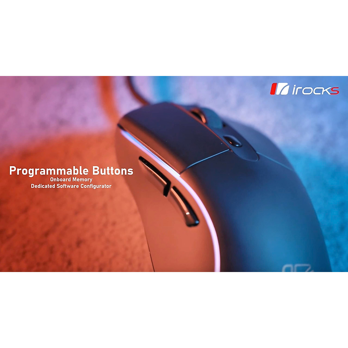 i-rocks M40E Esports Grade Ultralight 62g Performance Gaming Mouse with D2FC-F-K(60MN) Micro Switches, PMW 3389 Optical Sensor (Up to 16,000 DPI) & RGB Lighting