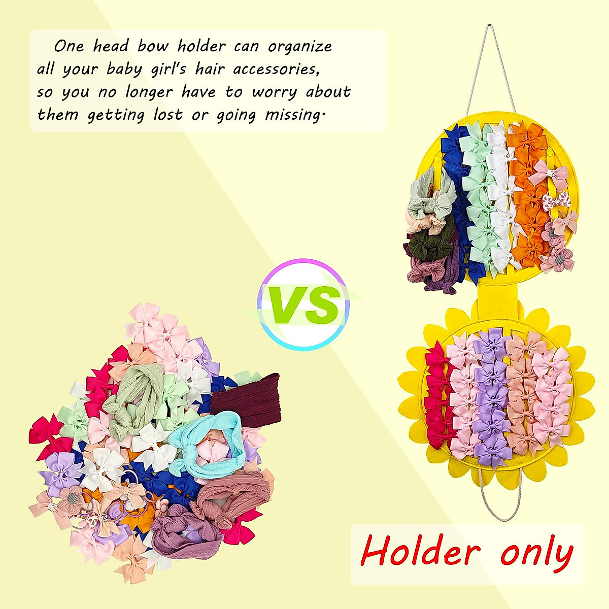 Mijibisu Bow Holder for Girls Hair Bows, Bow Organizer for Girls Hair Bows Headbands/Hair Ties/Hair Clips, Baby Girl Nursery Decor Wall Decor.(Holder Only)