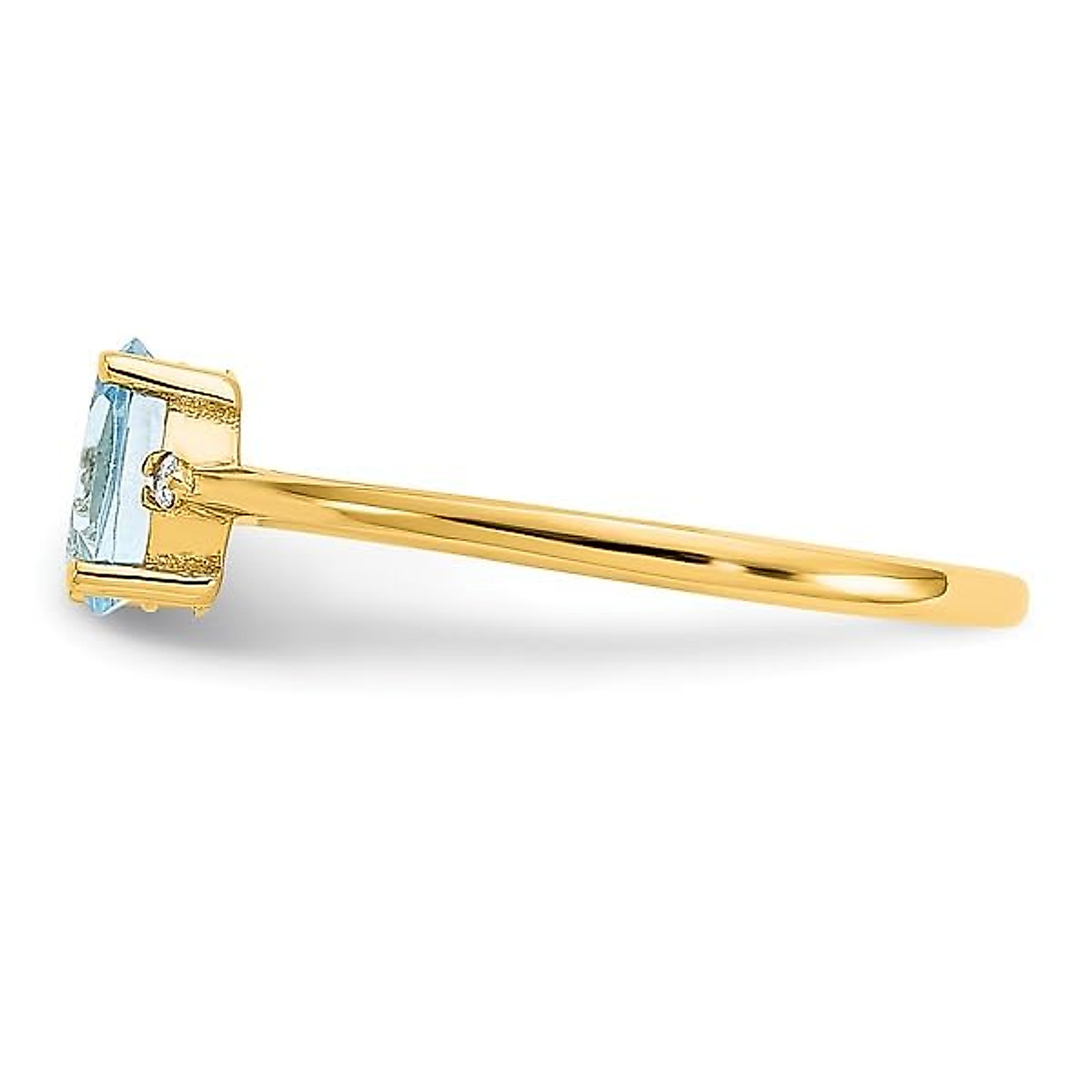 IceCarats 14K Yellow Gold Diamond Blue Aquamarine Ring March Birthstone Jewelry Size 6