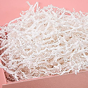 OBMMIRAO 0.5 LB White Crinkle Cut Paper Shred Filler for Gift Wrapping & Basket Filling, Decorative Grass Shredded Paper for Gift Box, Gift Box Stuffing