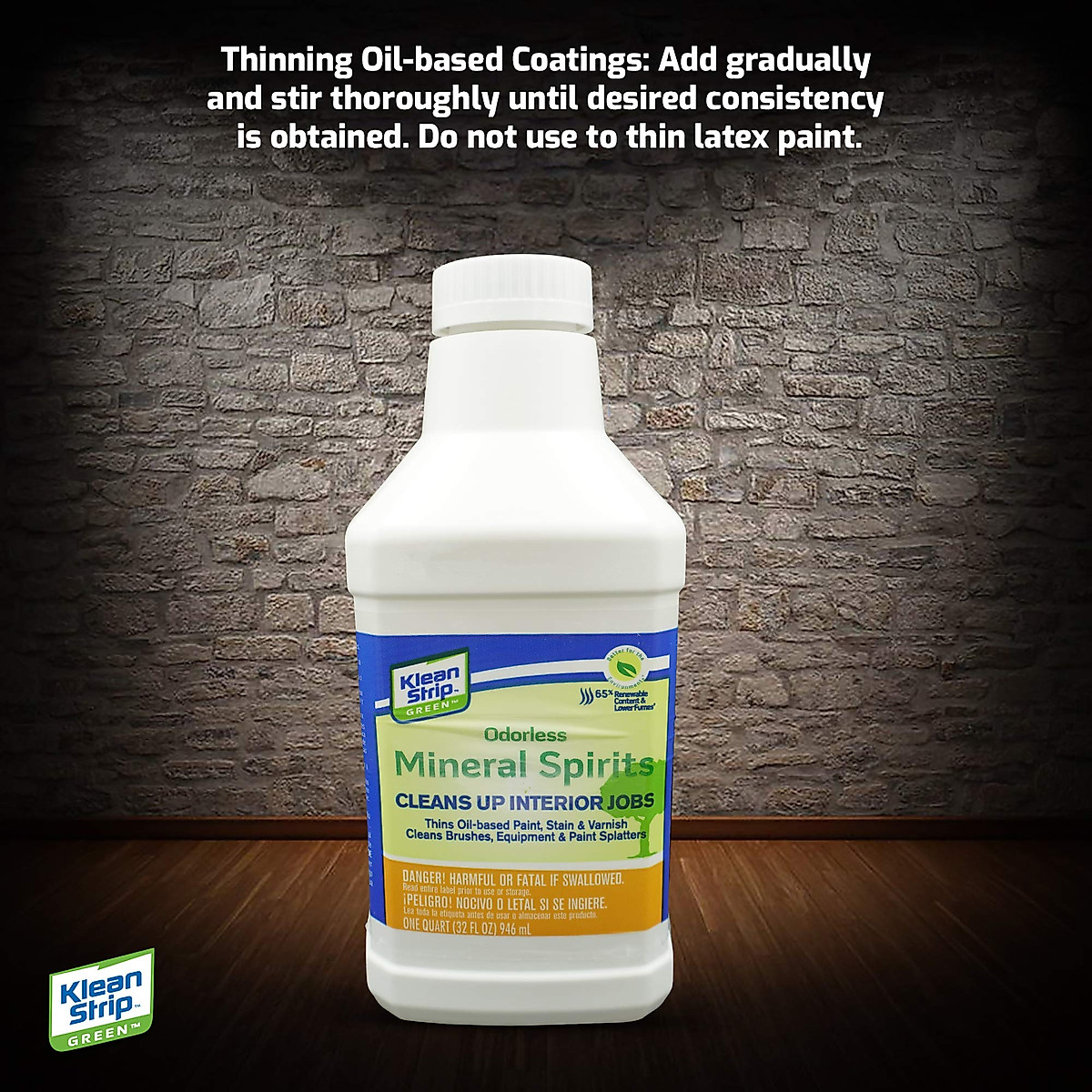 Klean Strip Green Odorless Mineral Spirits - Acrylic Paint Brush Cleaner- Clean Artistic Equipment - Thins Oil Based Paint - Available with Premium Quality Centaurus AZ Gloves-1 QT