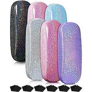 Weewooday 6 Pieces Hard Shell Eyeglasses Cases Glitter Glasses Case Unisex Glasses Case with Cleaning Cloth Sunglasses Case for Women Men
