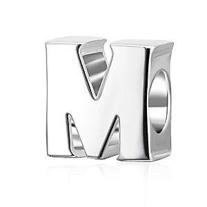 Alphabet Charms fit Pandora Bracelet 925 Sterling Silver Letter Charms Initial A-z Charm Beads for Bracelet(M)