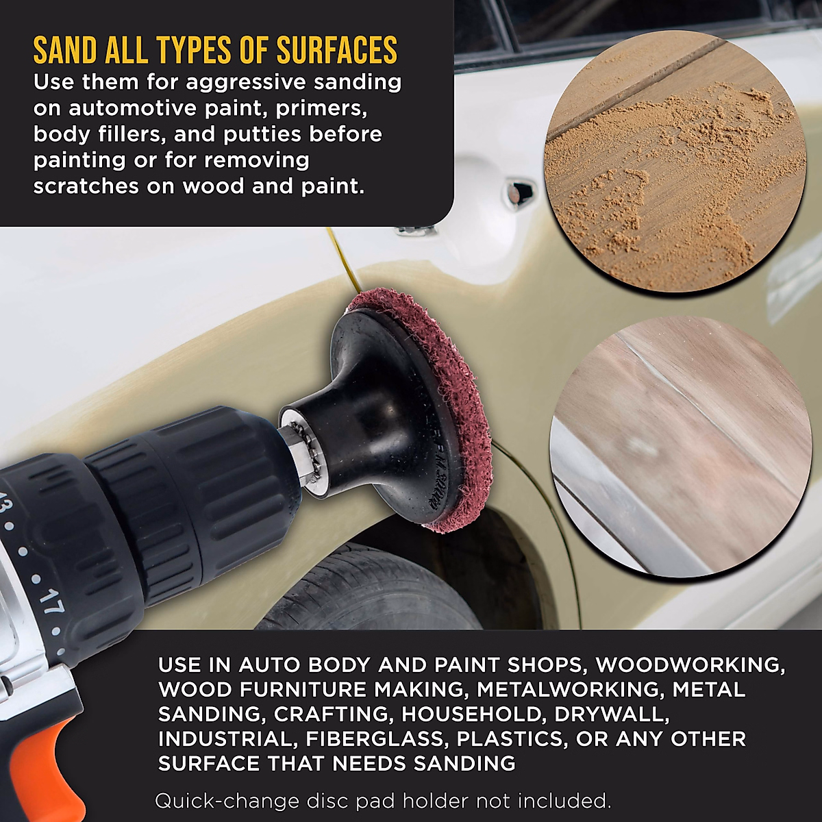 Dura-Gold 2" Diameter Surface Conditioning Discs Maroon Medium Sanding Grit (Box of 25) - R-Type Quick Change Roll Lock Connection