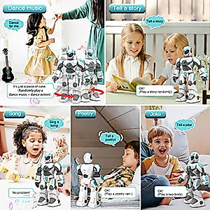 FUUY Large Robot Toy for Kids 17inch Interactive Boy Robots Toys with Voice Control & Gesture Sensing and Programmable Music LED Emoji Faces Moonwalking Dance Birthday Gift Present Kid 3 4 5 6 7 8-12