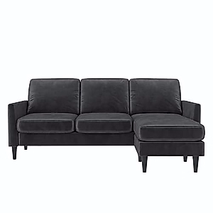 Mr. Kate Winston Reversible Sofa Sectional, Dark Gray Velvet