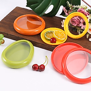 Trasylph Silicone Fruit Storage Box, 4pcs Fruit and Vegetable Storage Containers Set for Fridge, Avocado Saver and Tomato Holder Onion Storage Container Fresh Stretch Pod for Fridge Keep Fresh